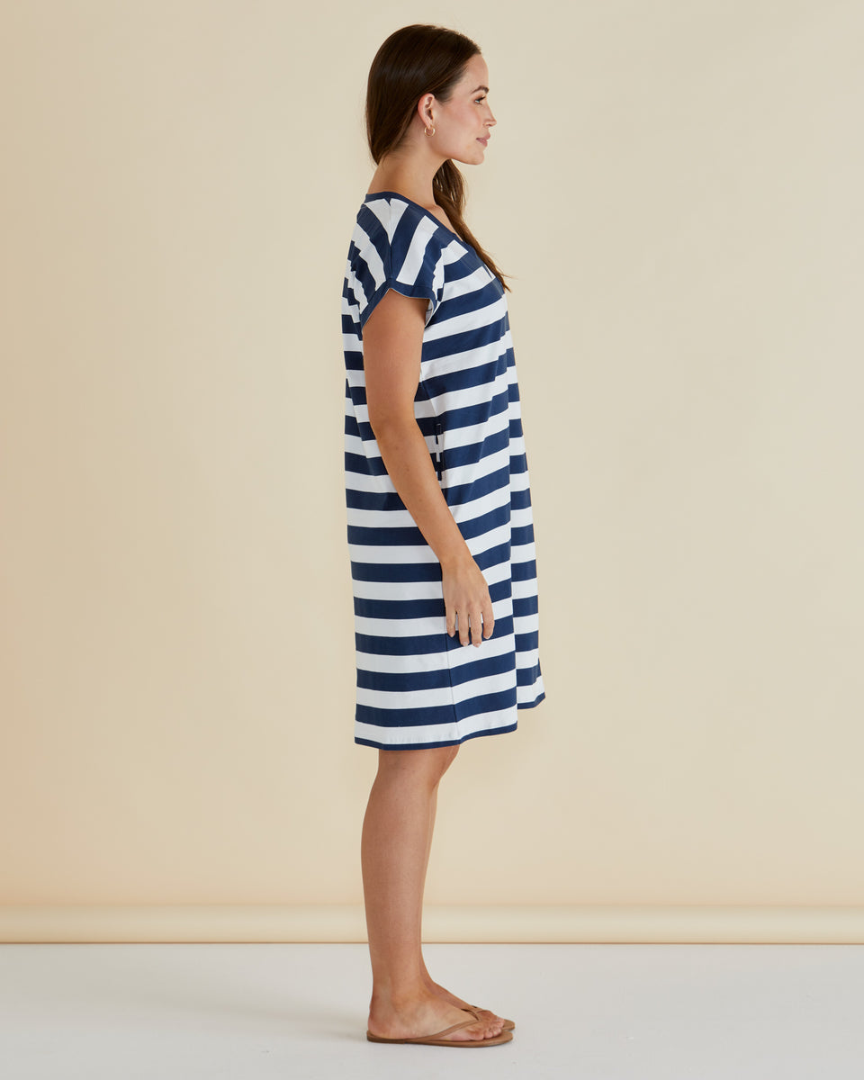 Betty Basics Zena T-Shirt Dress - Navy Bold Stripe – Inspire - yourself ...