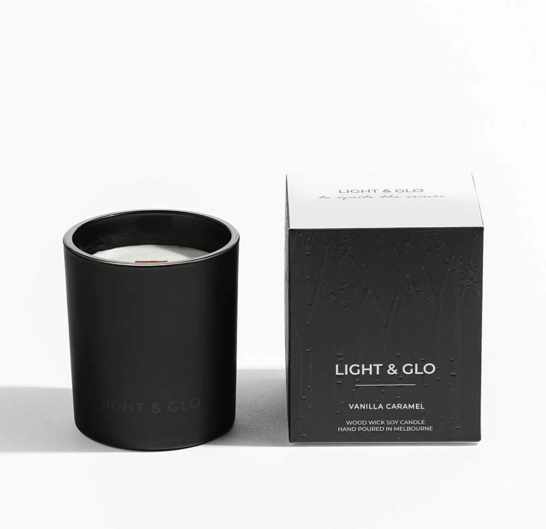 Light & Glo Candle Vanilla Caramel - Black – Inspire - yourself & your home